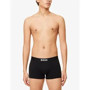 BOSS One X David Beckham Logo-waistband Pack Of Three Stretch-cotton Trunks - Black