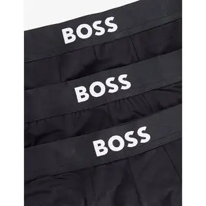 BOSS One X David Beckham Logo-waistband Pack Of Three Stretch-cotton Trunks - Black