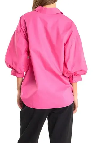 Endless Rose Blouson Sleeve Cotton Shirt - Fuchsia