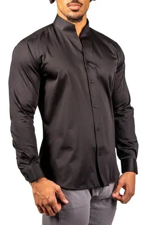 MACEOO Ceremony Prince Cotton Button-up Shirt - Black