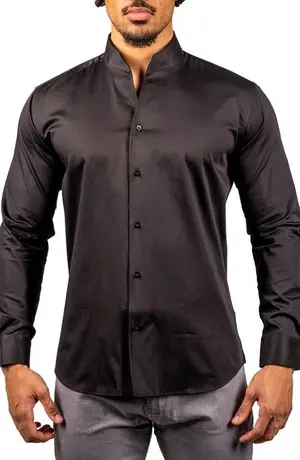 MACEOO Ceremony Prince Cotton Button-up Shirt - Black