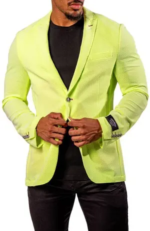 MACEOO Neon Unconstructed Knit Blazer - Green