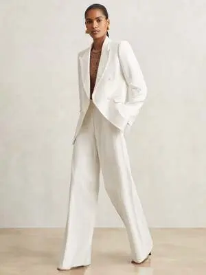 REISS Devon Linen-blend Suit Jacket - White