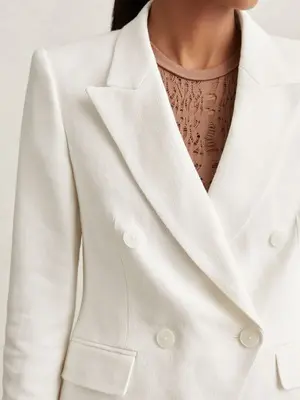 REISS Devon Linen-blend Suit Jacket - White