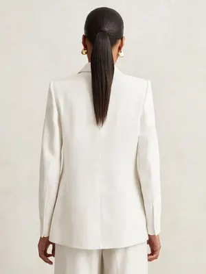 REISS Devon Linen-blend Suit Jacket - White