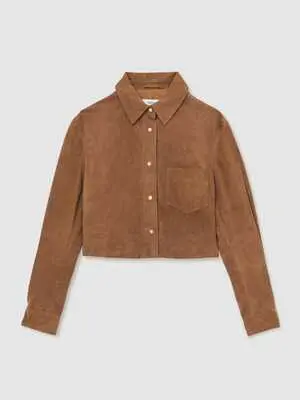 REISS Connie Suede Cropped Shirt