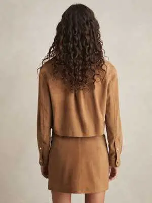 REISS Connie Suede Cropped Shirt