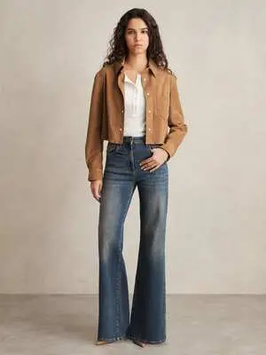 REISS Connie Suede Cropped Shirt