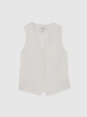 REISS Devon Linen-blend Waistcoat