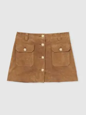 REISS Connie Suede Mini Skirt