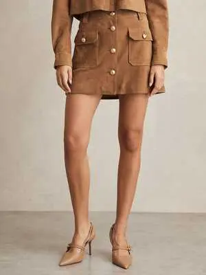 REISS Connie Suede Mini Skirt