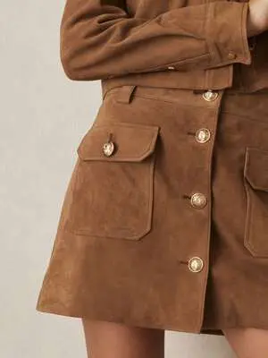 REISS Connie Suede Mini Skirt