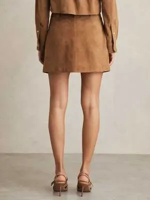 REISS Connie Suede Mini Skirt