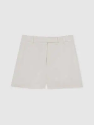 REISS Devon Linen-blend Tailored Shorts - White