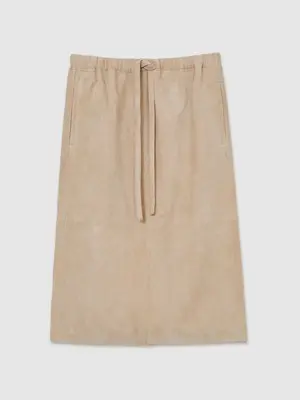REISS Meagan Suede Midi Skirt