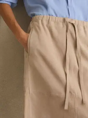 REISS Meagan Suede Midi Skirt