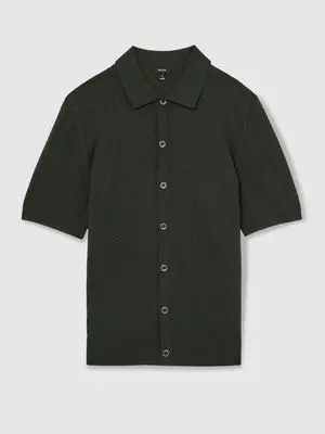 REISS Thames Textured Knit Button-through Shirt