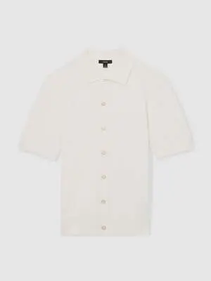 REISS Thames Textured Knit Button-through Shirt