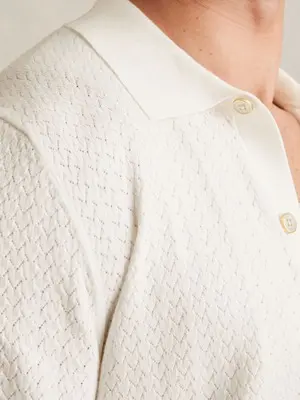 REISS Thames Textured Knit Button-through Shirt