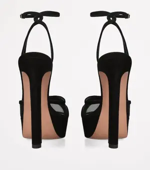 AQUAZZURA Suede Shear Plateau Platform Sandals 130 - Black