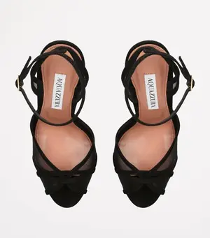AQUAZZURA Suede Shear Plateau Platform Sandals 130 - Black
