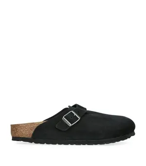BIRKENSTOCK Suede Boston Clogs - Black