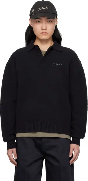 Axel Arigato Axel Arigato Black Scribble Polo Sweater - Black