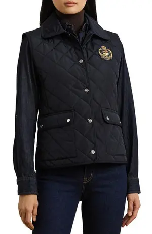 Ralph Lauren Crest Patch Quilted Vest - Dark Navy