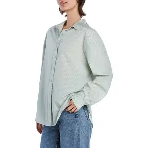 WASH LAB DENIM Oversized Striped Shirt - Sage Stripe