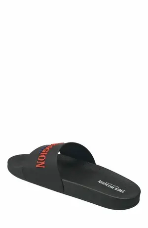 True Religion Weezy" Logo Slide Sandals - Black