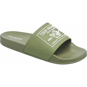 True Religion Kendrick Logo Slide Sandals - Olive