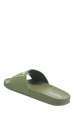 True Religion Kendrick Logo Slide Sandals - Olive