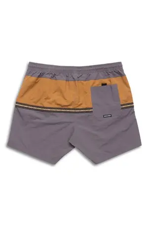 MAUI & SONS Colorblock Nylon Swim Trunks - Iron
