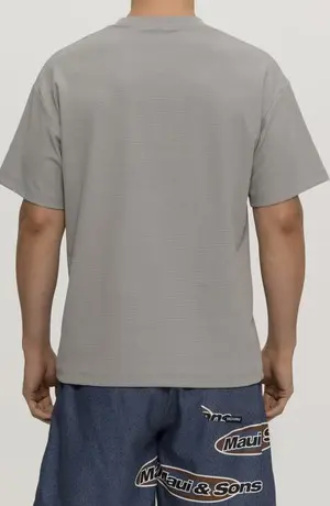 MAUI & SONS Surface Oversize Ribbed Cotton T-shirt - Grey