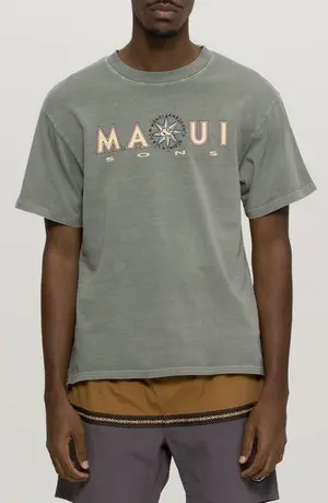 MAUI & SONS Compass Pigment Dyed Cotton Graphic T-shirt