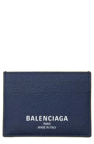 Balenciaga Logo Leather Card Case - 4032 Midnight Blue