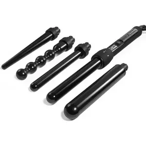 NUME Lustrum 5-in-1 Curling Wand Set | Interchangeable Barrel Styling Kit - Black