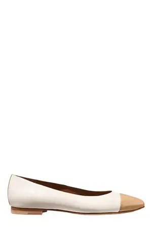 MARGAUX LONNBERG Cap-toe Pointe Flats - Ivory And Toffee