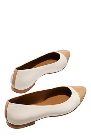 MARGAUX LONNBERG Cap-toe Pointe Flats - Ivory And Toffee