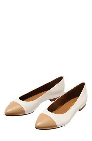 MARGAUX LONNBERG Cap-toe Pointe Flats - Ivory And Toffee