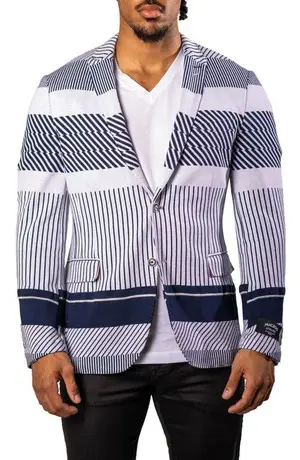 MACEOO Unconstructed Stripe Knit Blazer