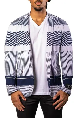 MACEOO Unconstructed Stripe Knit Blazer