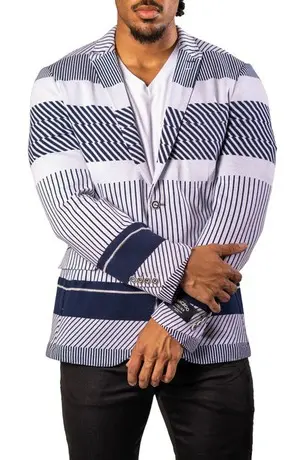 MACEOO Unconstructed Stripe Knit Blazer