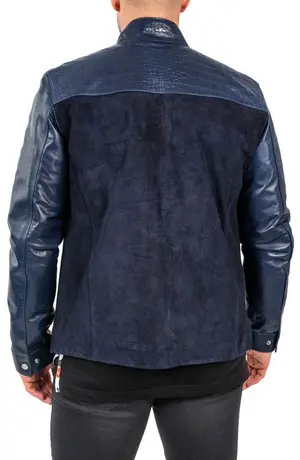 MACEOO Pythonshield Snakeskin Embossed Leather Jacket