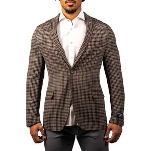 MACEOO Gingham Unconstructed Knit Blazer