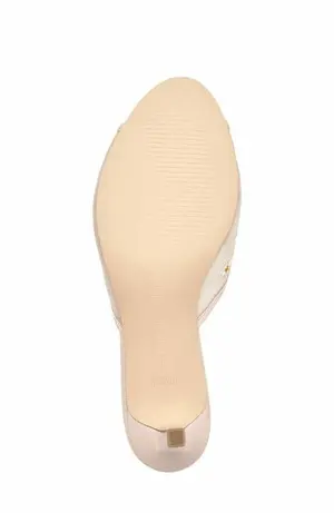 French Connection Nancy Mesh Embroidered Kitten Heel - Nude