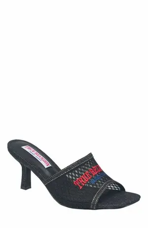True Religion Denim Mesh Mule Heel - Black