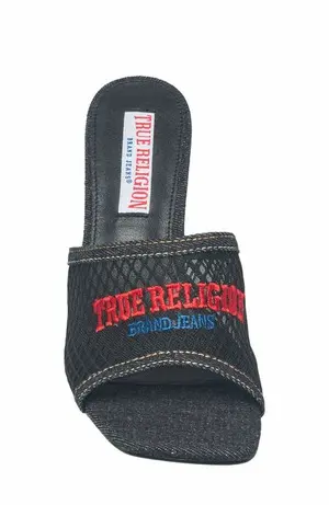 True Religion Denim Mesh Mule Heel - Black