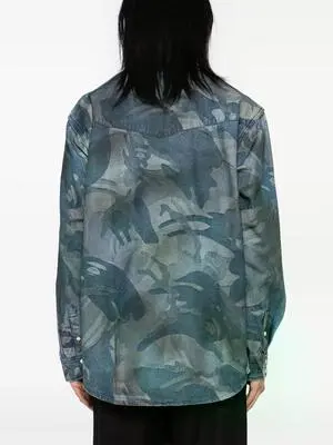 AAPE BY *A BATHING APE Moonface Jacquard Camo Denim Shirt