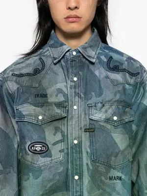 AAPE BY *A BATHING APE Moonface Jacquard Camo Denim Shirt
